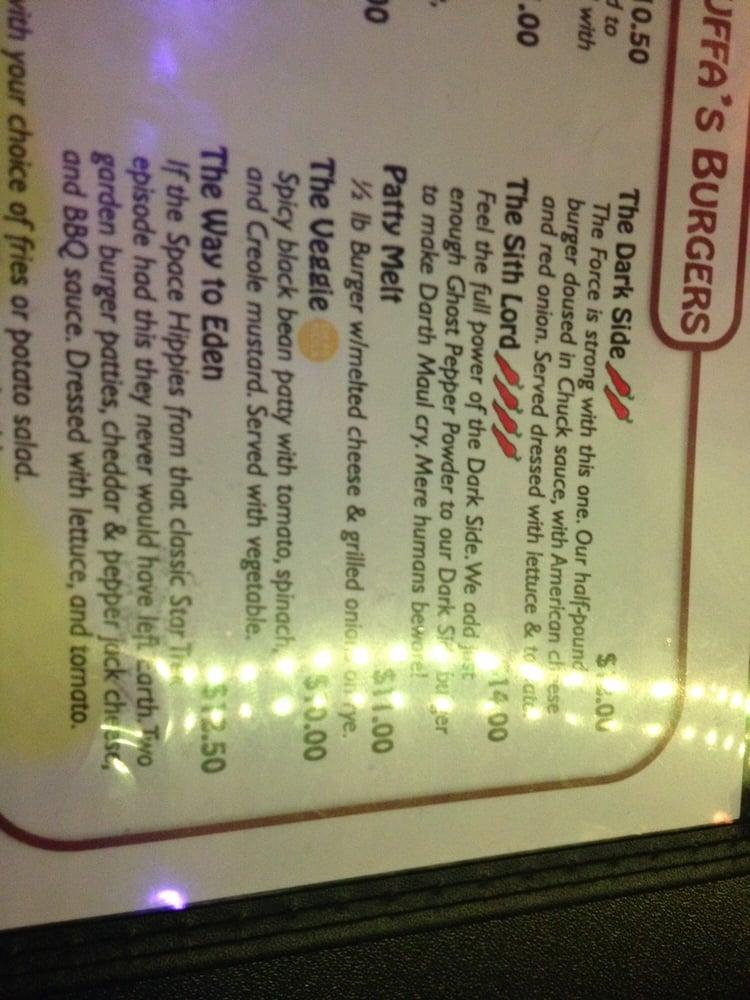 Menu at Buffa's pub & bar, New Orleans