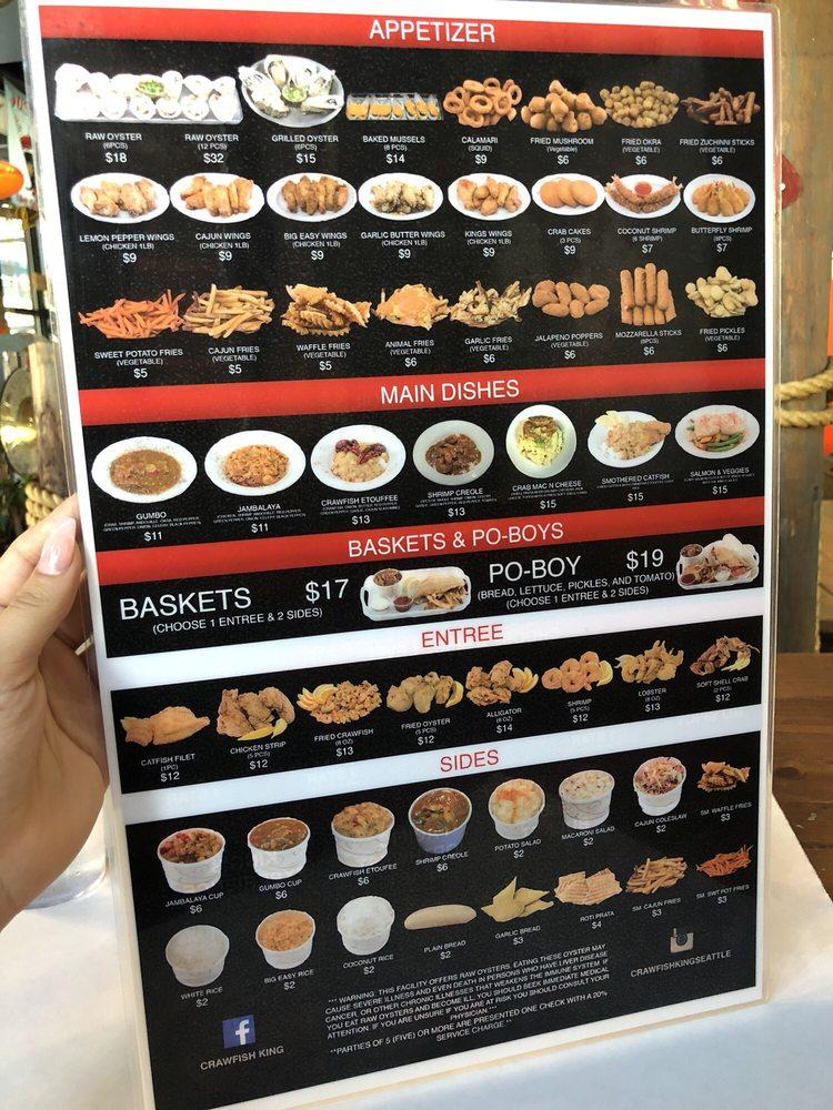 Menu at Crawfish King pub & bar, Seattle