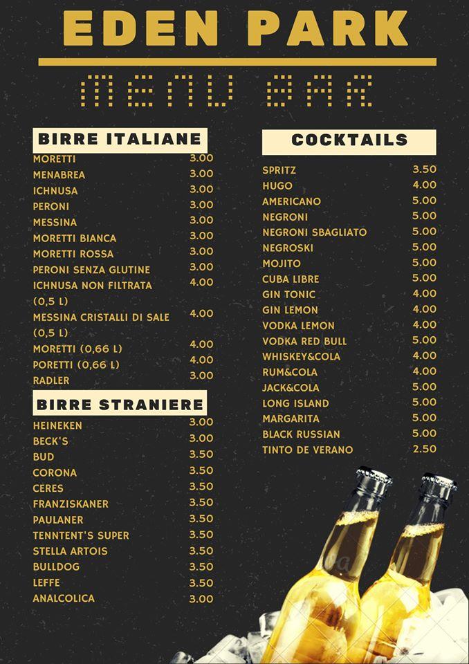 Menu at Eden Park pizzeria, Follonica