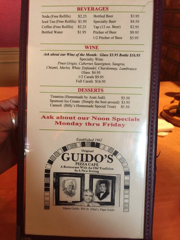 Menu at Guido's Pizza Cafe, Spring Hill