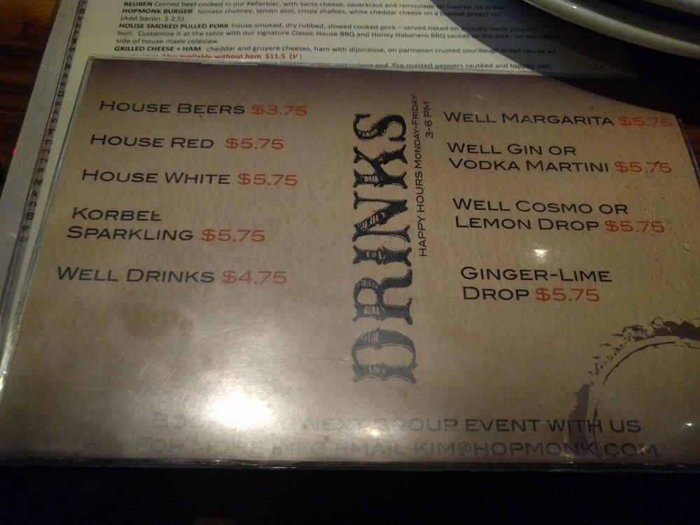 Menu at HopMonk Tavern Novato pub & bar, Novato