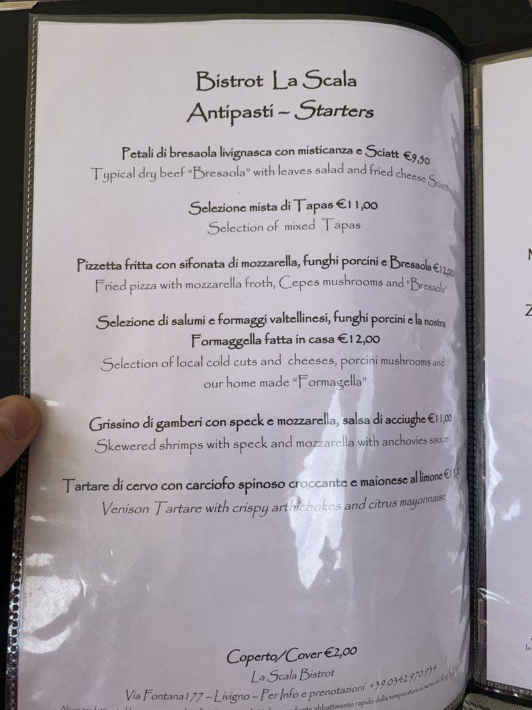 Menu da Ristorante La Scala, Livigno