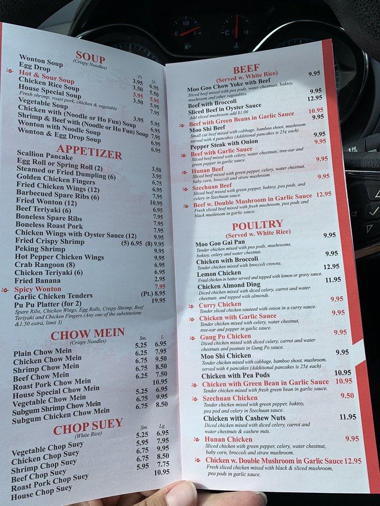 Menu at Lee's Chinese Restaurant, East Providence