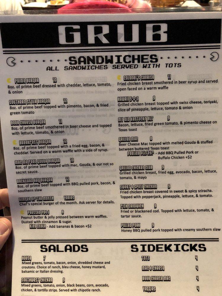 Menu at Recbar, Jeffersontown