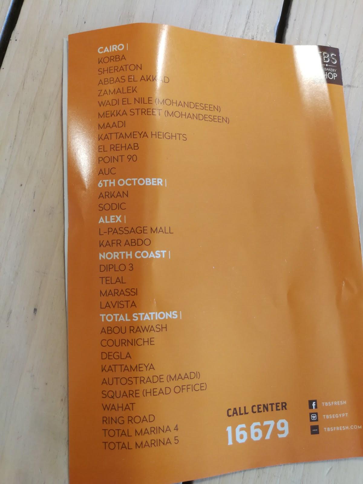 Menu au TBS - The Bakery Shop, Sheikh Zayed City, 22C3+8CR، أركان بلازا ...