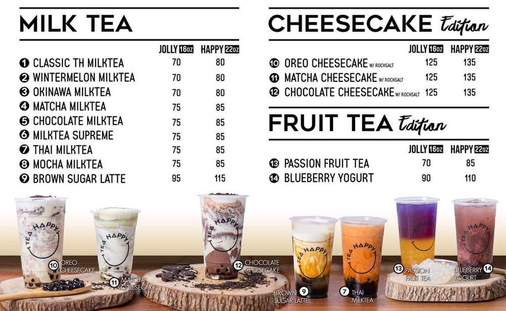Menu at Tea Happy Cafe, Valenzuela
