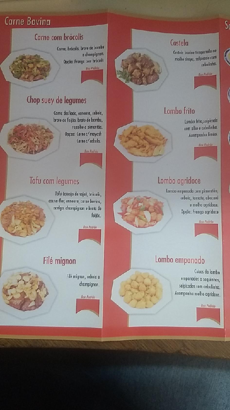 Carta del restaurante Cantinho Chinês, Curitiba