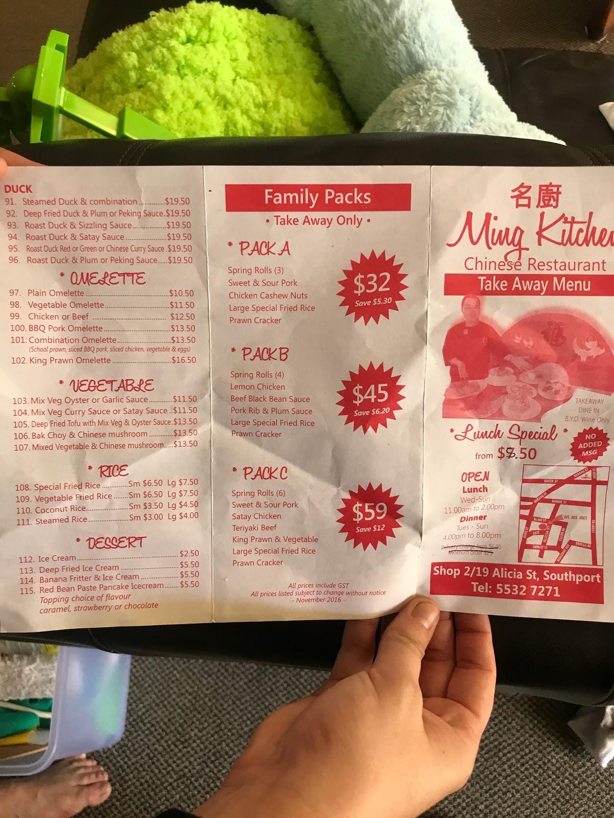 Menu at Ming Chinese Kitchen fast food, Southport