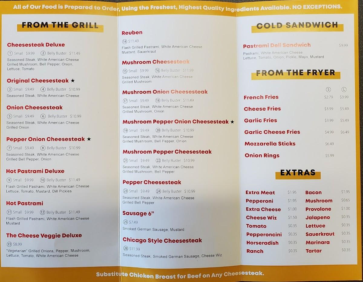Menu at Philly Ya Belly fast food, Everett