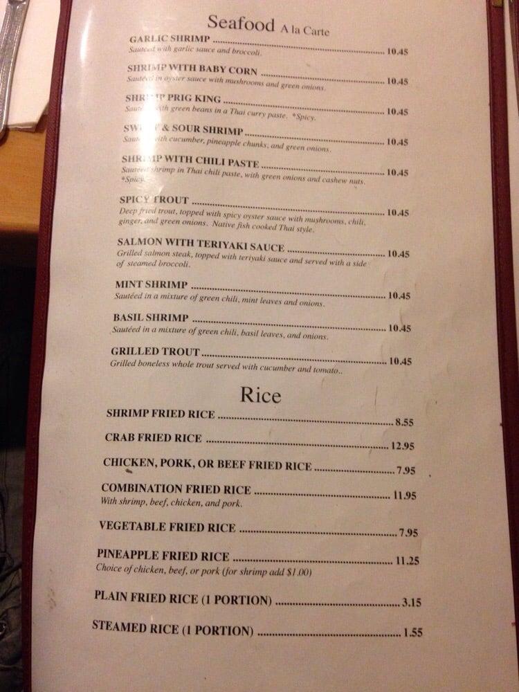 Menu at Thai Original BBQ Restaurant, Cerritos