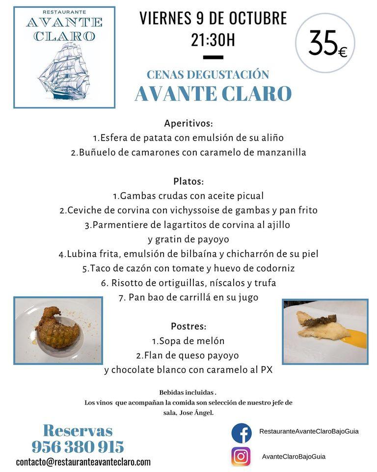 Carta del pub y bar Avante Claro, Sanlúcar del Barrameda