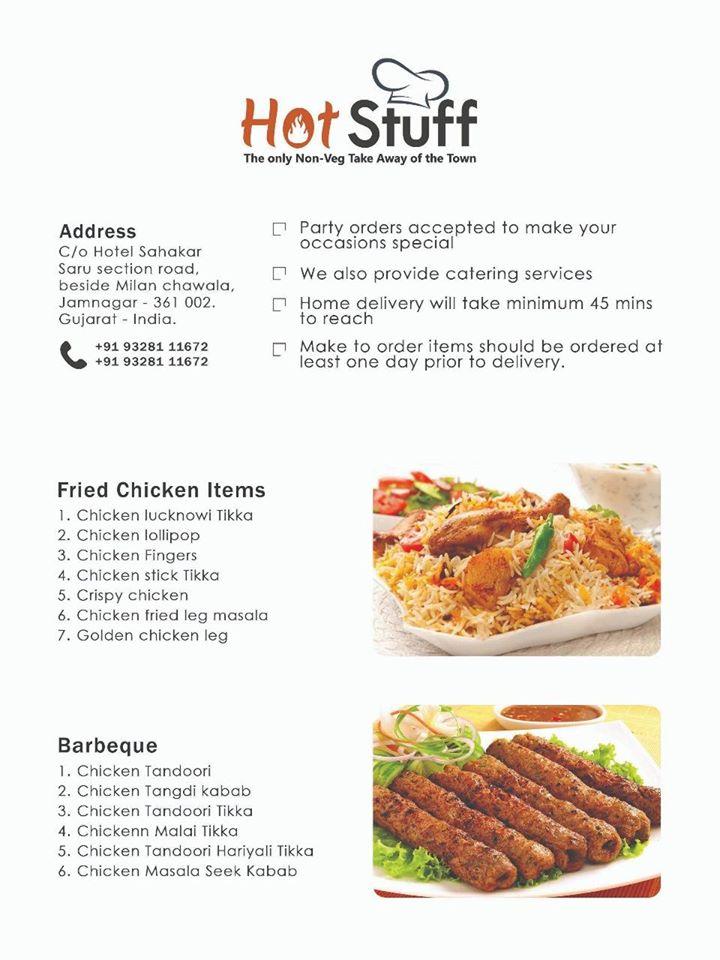 Menu at Hot Stuff, Jamnagar, Saru Section Road