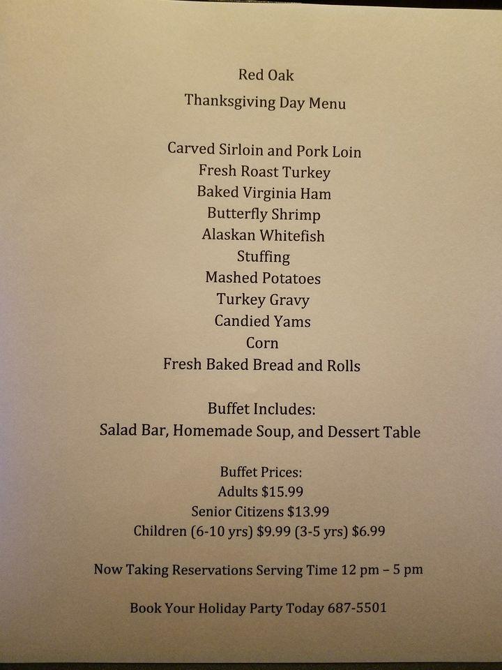 Menu at Red Oak Family Restaurant, Sanford