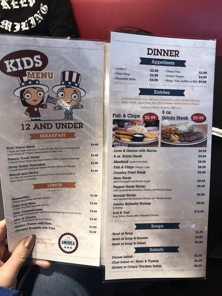 Menu at All American Diner restaurant, Cedar City