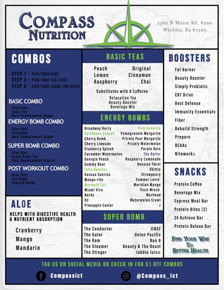 Menu at Compass Nutrition pub & bar, Wichita