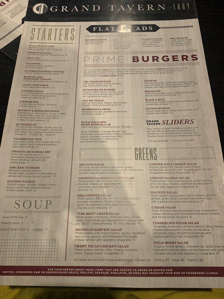 Menu at Grand Tavern Troy pub & bar, Troy, 1317 Coolidge Hwy