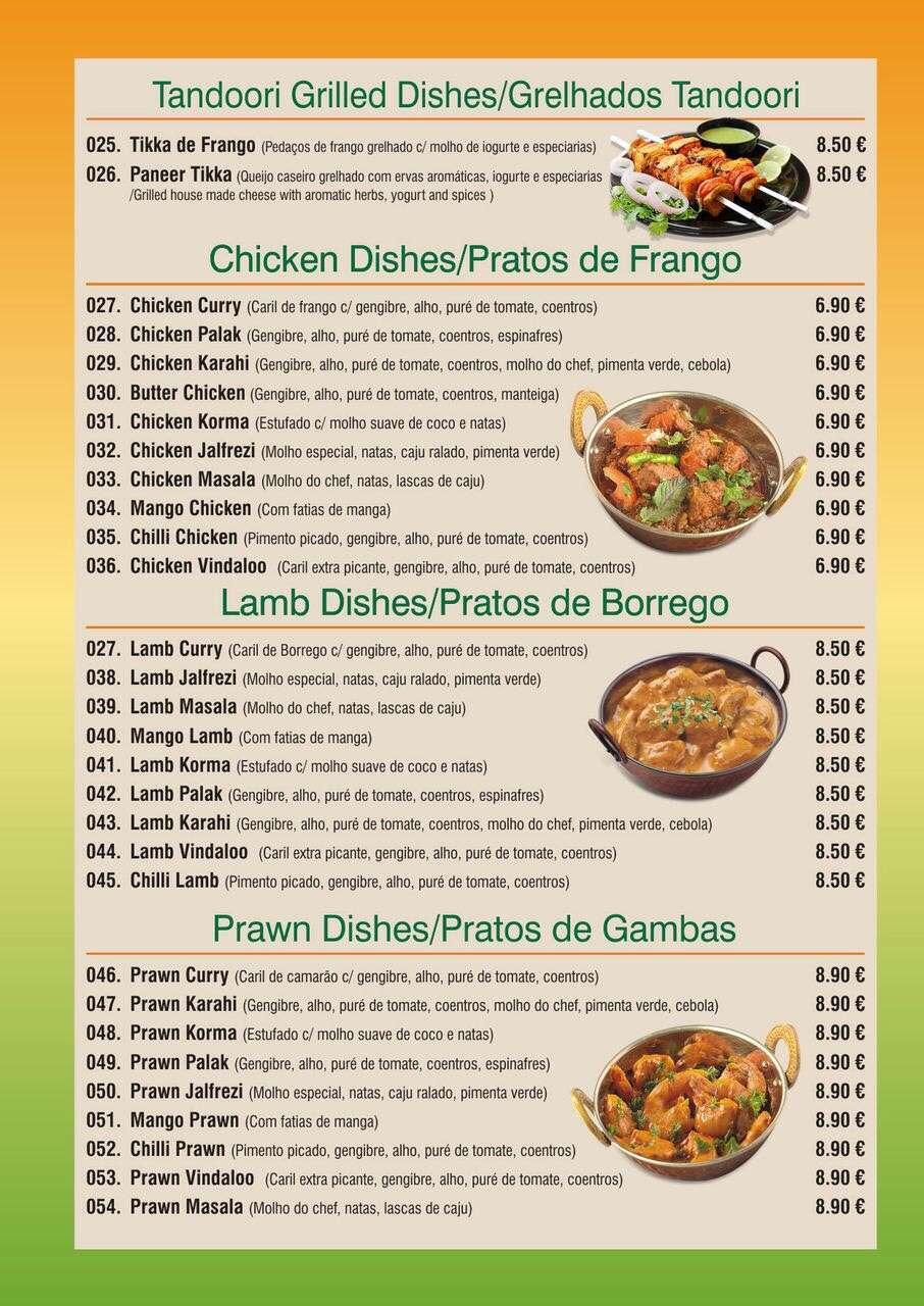 Menu em Indian Dreams Restaurant, Lisboa, R. Olivério Serpa 35D