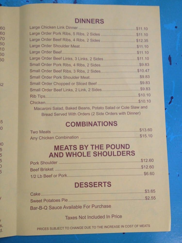 Menu at Jay Bee's Bar-B-Q, Gardena