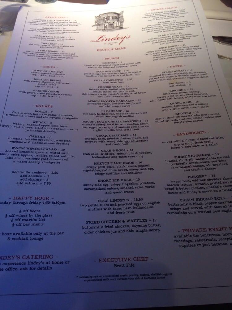 Menu at Lindey's pub & bar, Columbus, 169 E Beck St