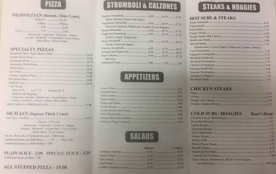 Menu at Rocco's Pizza Restaurant, Phoenixville, 517 Kimberton Rd