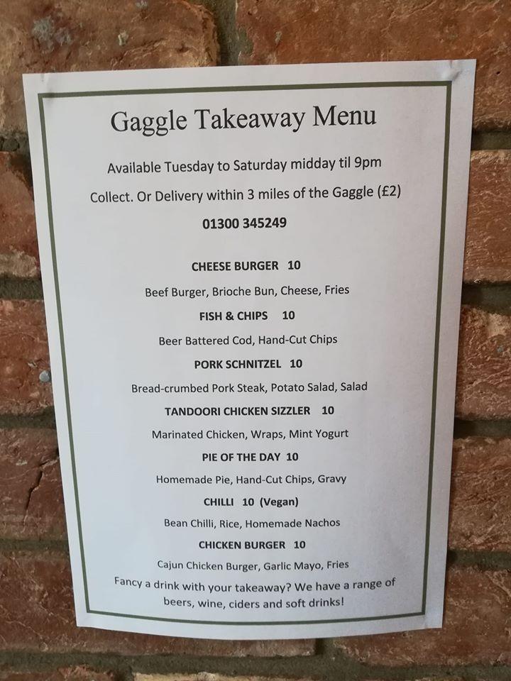 Menu at Gaggle of Geese pub & bar, Buckland Newton, Locketts Lane