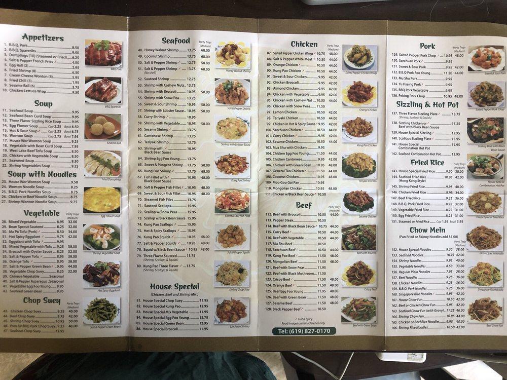 Menu at Golden Mandarin restaurant, Chula Vista