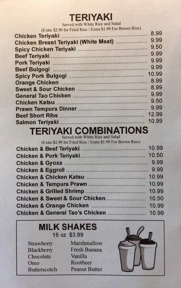 Menu at Goofy Goose Burgers & Teriyaki restaurant, Tacoma