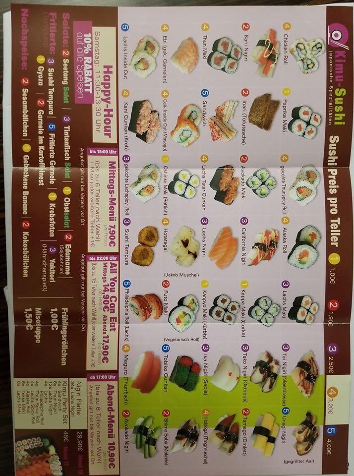 Speisekarte von Kimu Sushi Rödermark(Ober-Roden) restaurant, Rödermark