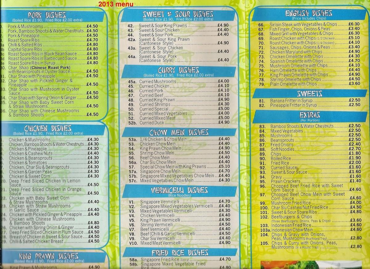 Menu at Mr Chan Chinese Takeaway restaurant, Whitchurch