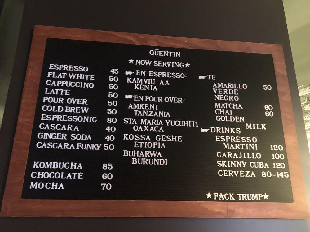 Carta de Qūentin Café, Ciudad López Mateos, Av. Álvaro Obregón 64