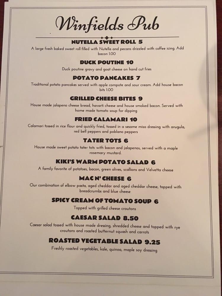 Menu at Winfield's Pub LLC, Buffalo