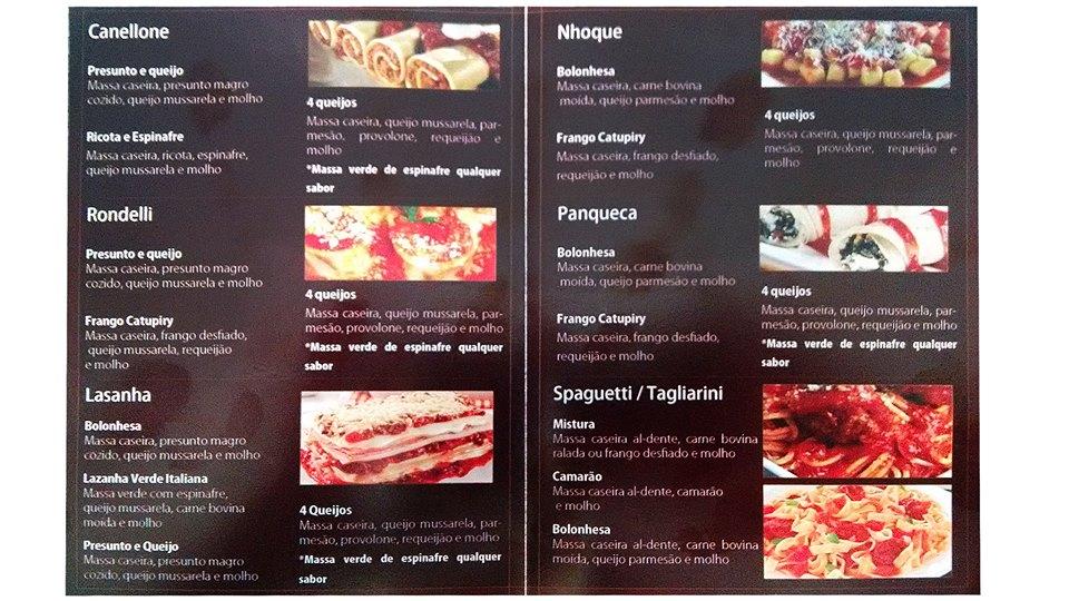 Menu em Casa das Massas, Catanduva