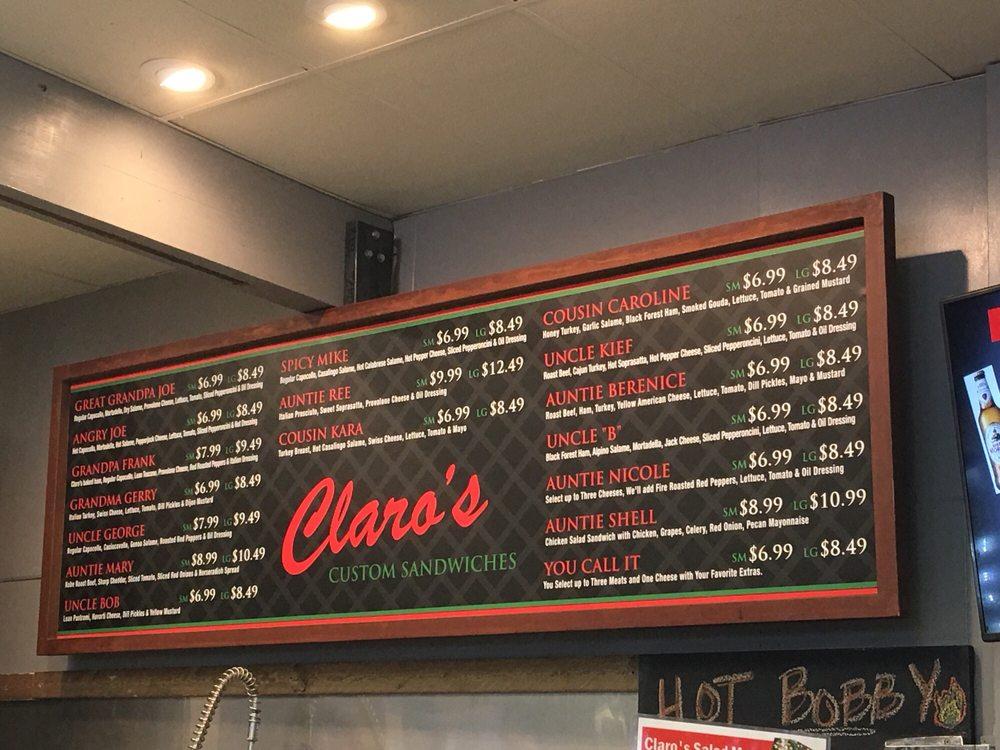 Menu at Claro's Italian Markets restaurant, Arcadia