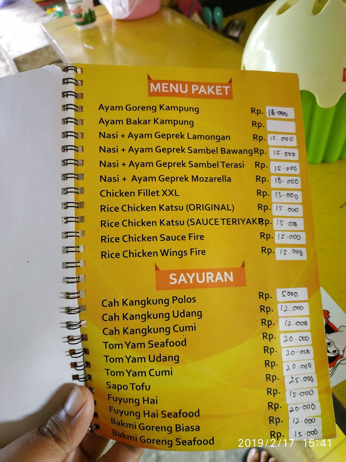 Menu at Hello chicken restaurant, Kajen