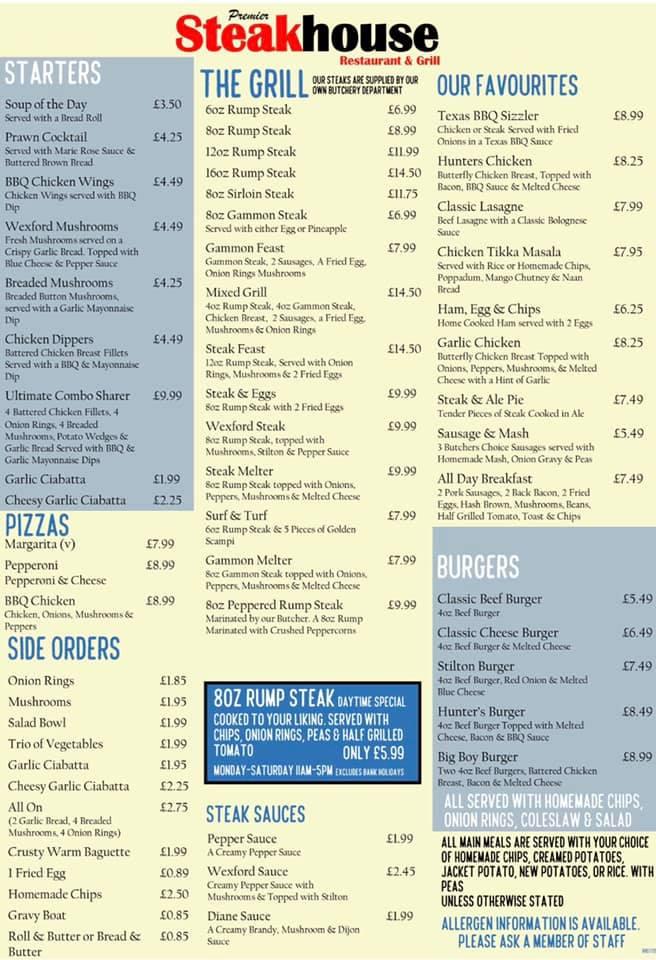 Menu at Stadium Leisure & Premier Steak House pub & bar, Nottingham ...