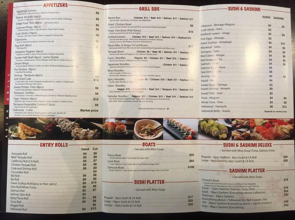 Menu at Asian Grill restaurant, Tulare