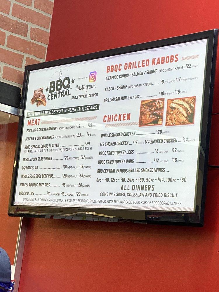 Menu at BBQ CENTRAL, Detroit, W Seven Mile Rd