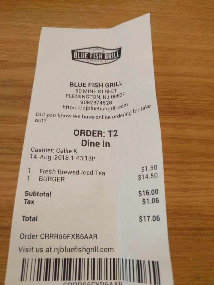 Menu at Blue Fish Grill restaurant, Flemington
