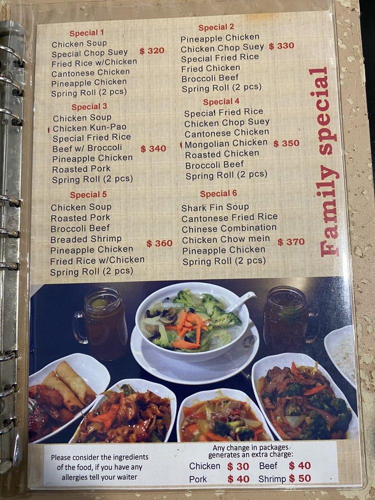 Menu at Chino 168 restaurant, Cabo San Lucas