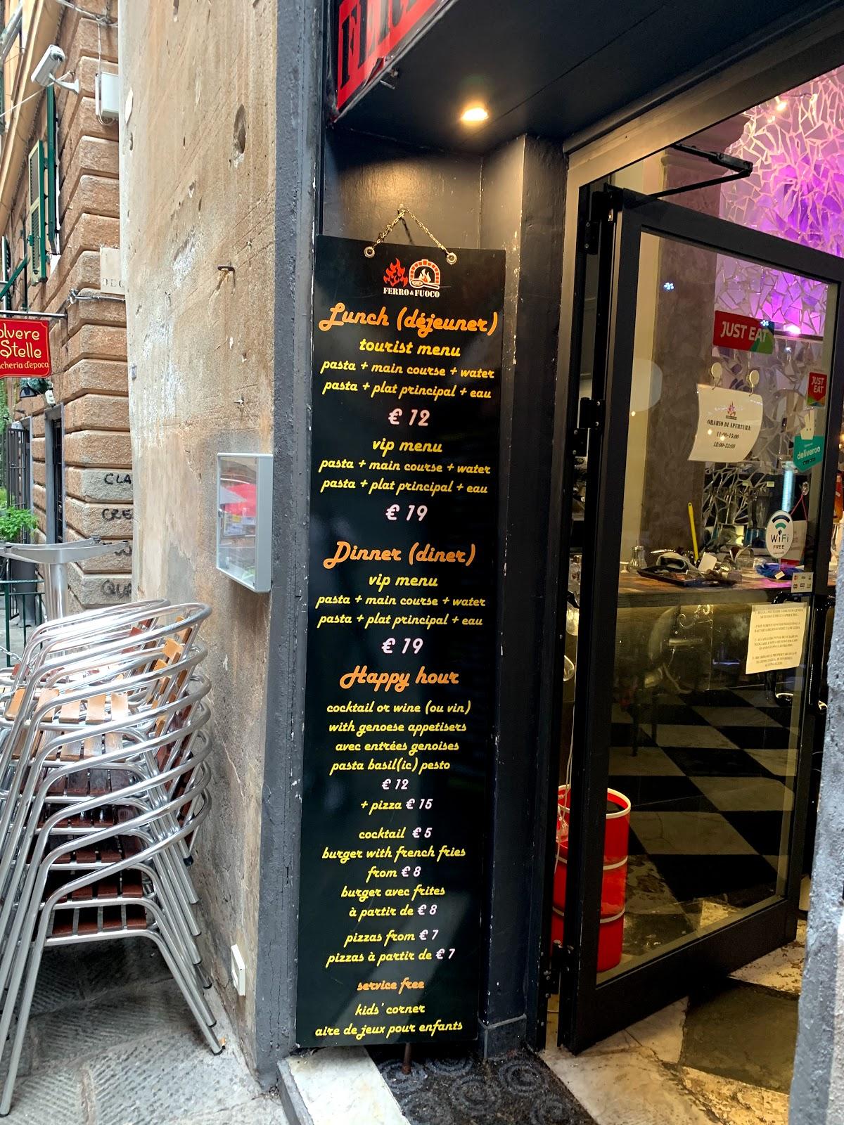 Menu at Ferro & Fuoco Garibaldi pizzeria, Genoa