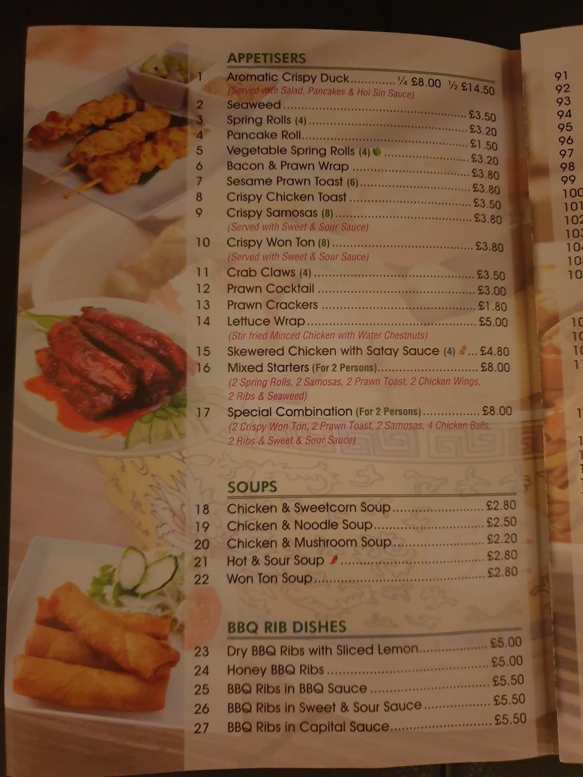 Menu at Golden bridge restaurant, Bourne