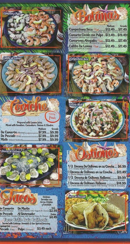 Carta del restaurante Mariscos El Rey 2, South Gate