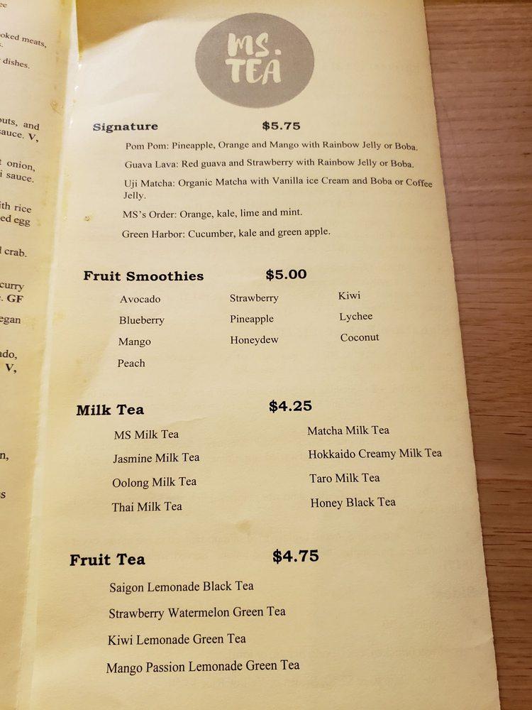 Menu at Ms. Saigon Vietnamese Cuisine restaurant, Gig Harbor