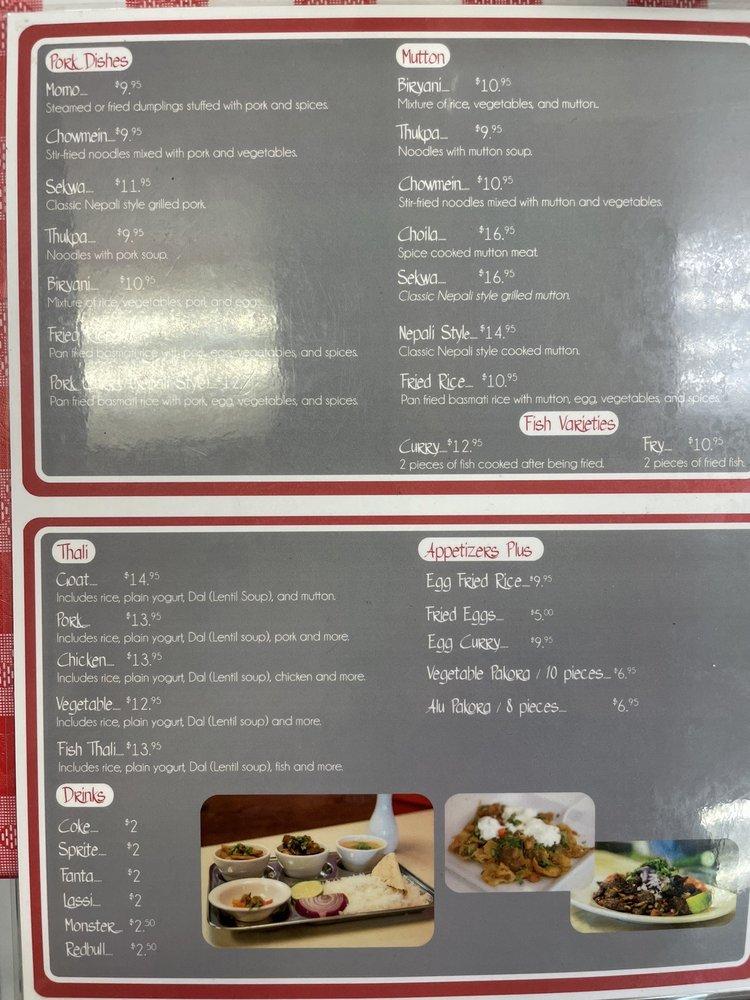 Menu at Nepali Asian Restaurant & Bar, Pittsburgh