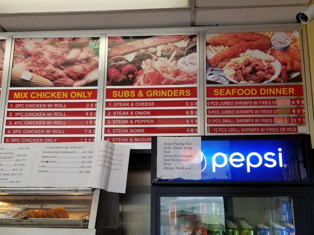 Menu at New York Fried Chicken restaurant, Boston, River St