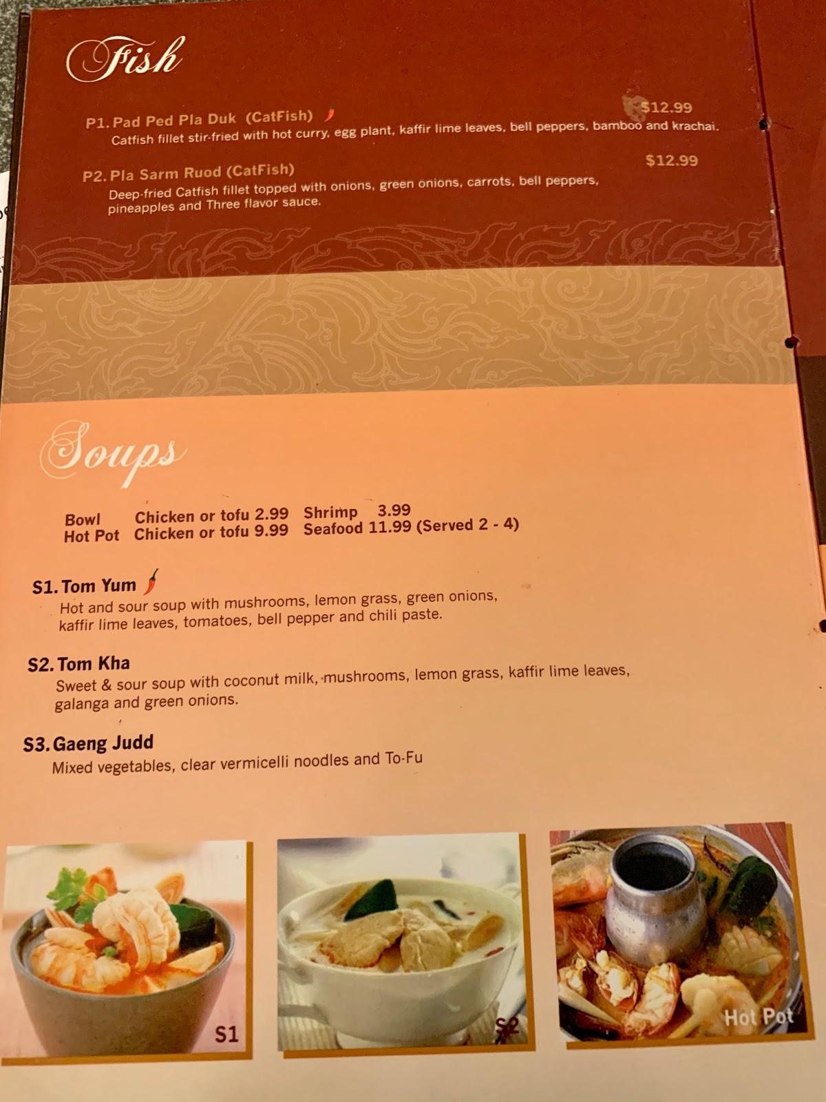 Menu at Rose Thai restaurant, Toledo