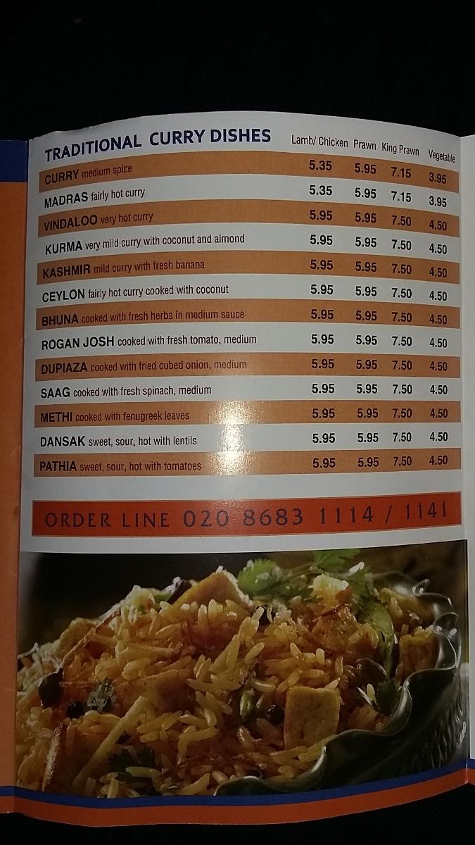 Menu at Spicy Indian fast food, Thornton Heath, 226 Bensham Manor Rd