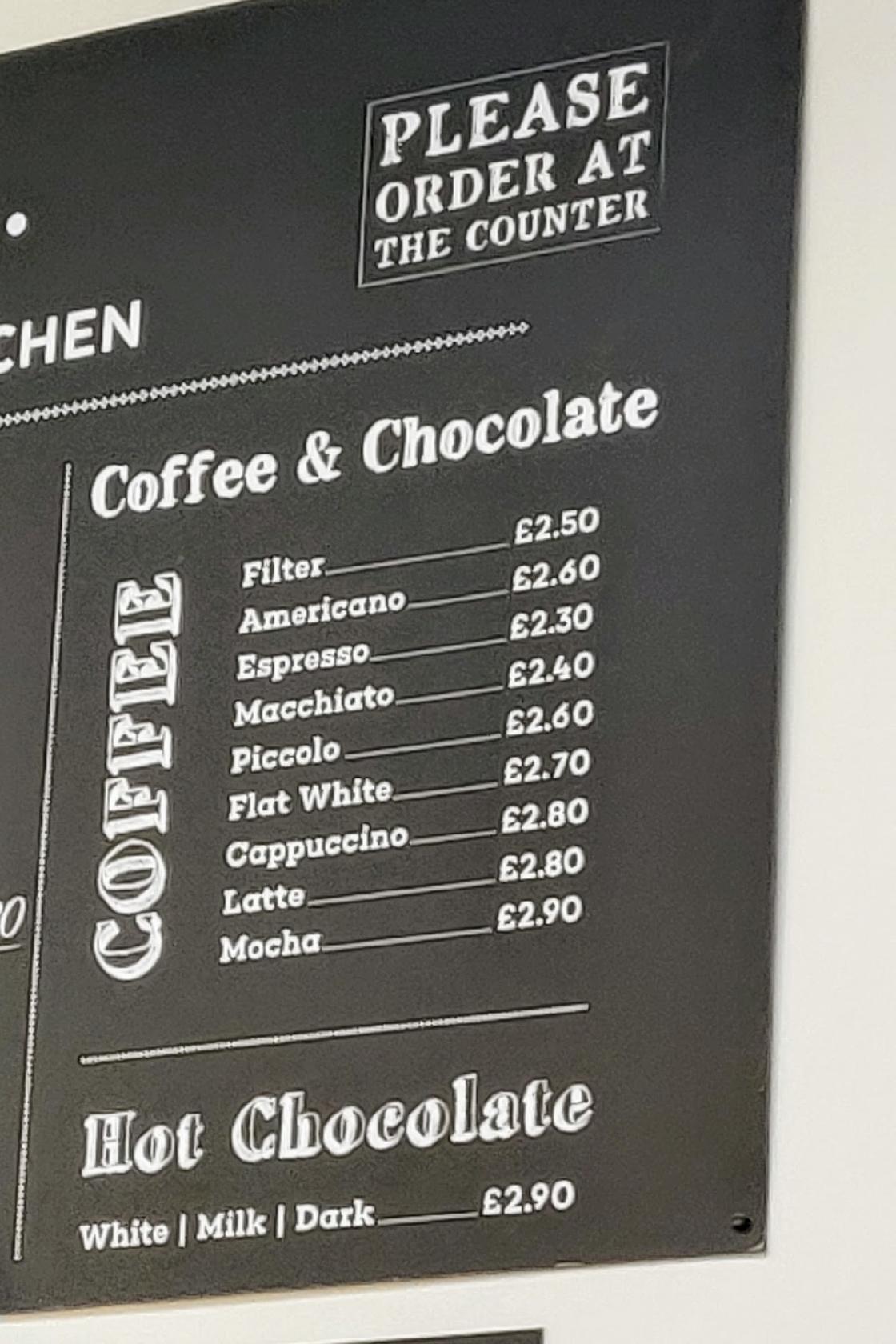 Carta del café The Lingholm Kitchen, Keswick