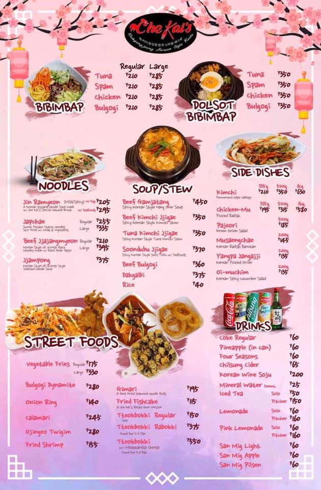 Carta del restaurante Che Kai's Resto, Koronadal