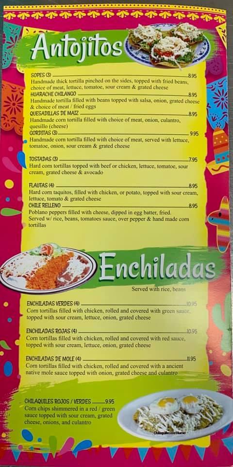 Menu at Cielito Lindo Mexican Restaurant, Kutztown